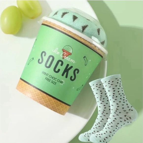 Accessories | Nib Mint Choco Chip Ice Cream Novelty Socks | Poshmark